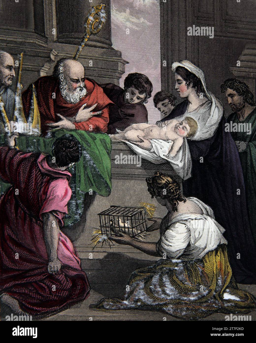 Illustration of The Presentation of the Baby Jesus at The Temple of Jerusalem (Luke II.28) from ...