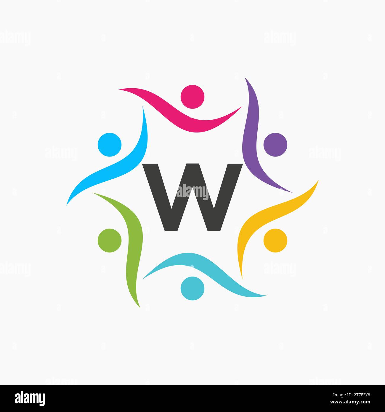 Unity Logo On Letter W Template. Charity Sign, Communication, Team ...