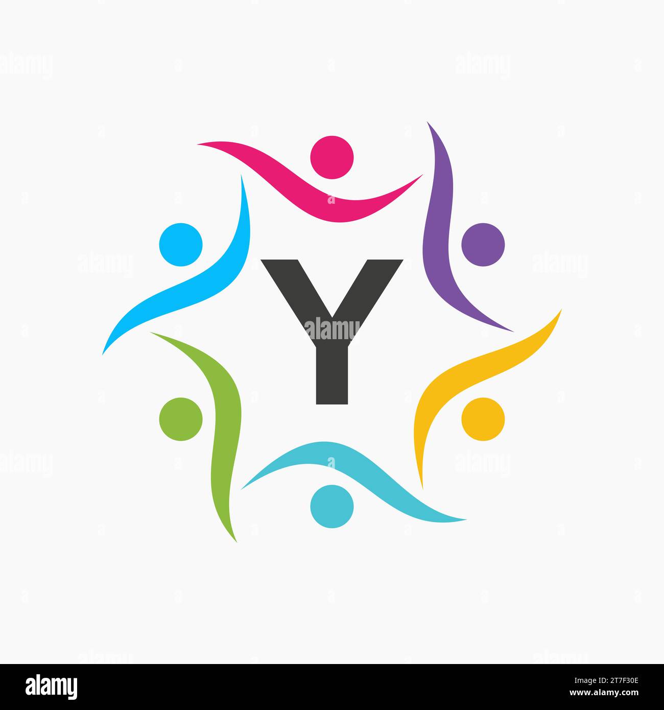 Unity Logo On Letter Y Template. Charity Sign, Communication, Team ...