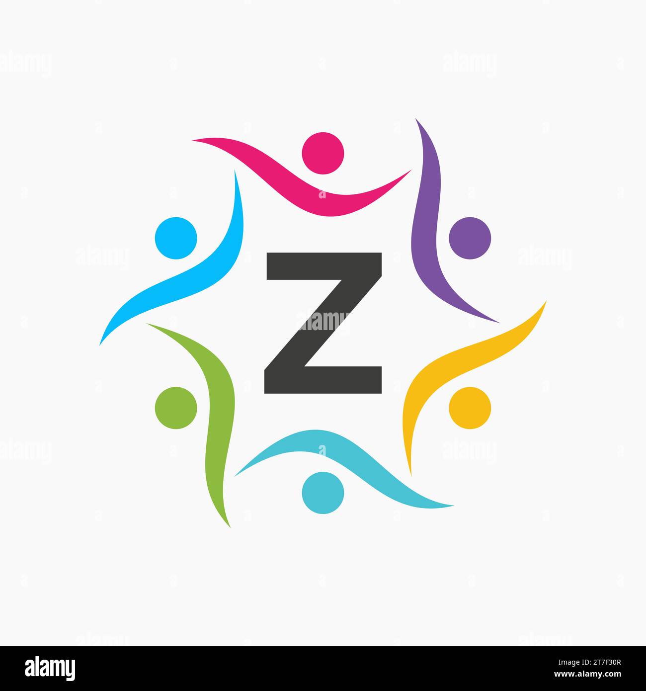 Unity Logo On Letter Z Template. Charity Sign, Communication, Team ...