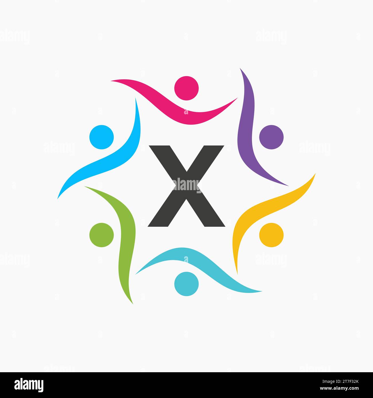 Unity Logo On Letter X Template. Charity Sign, Communication, Team ...
