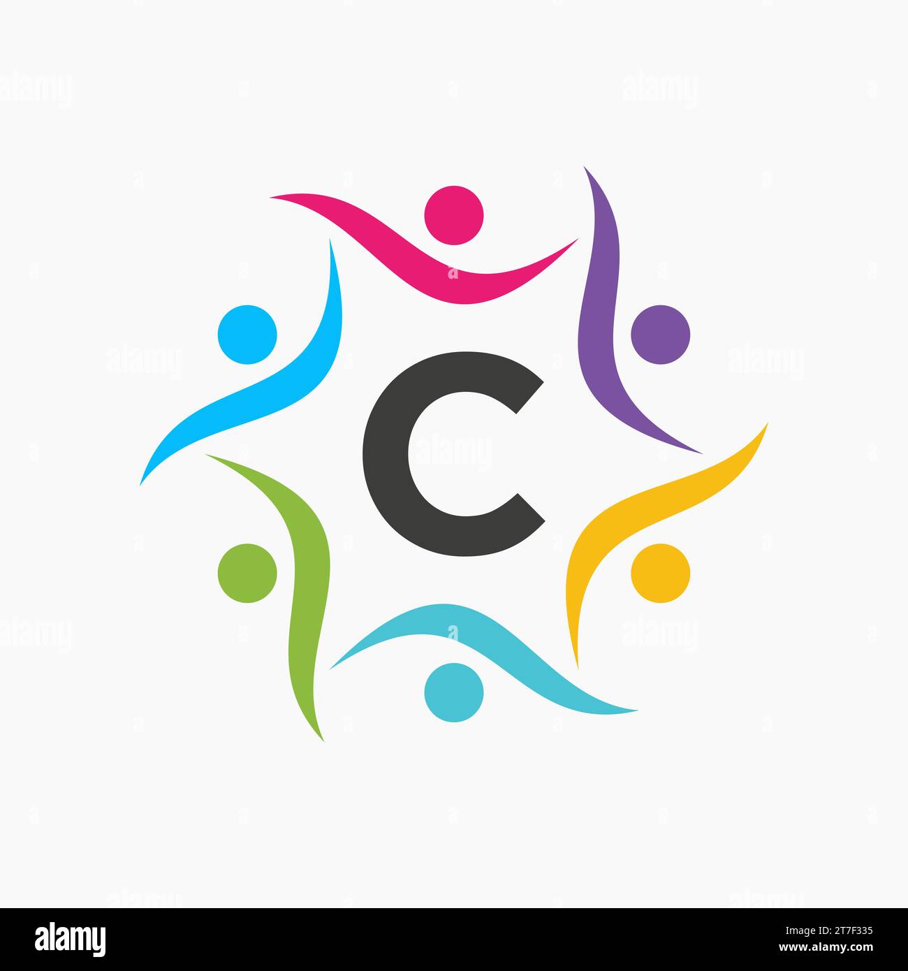 Unity Logo On Letter C Template. Charity Sign, Communication, Team ...