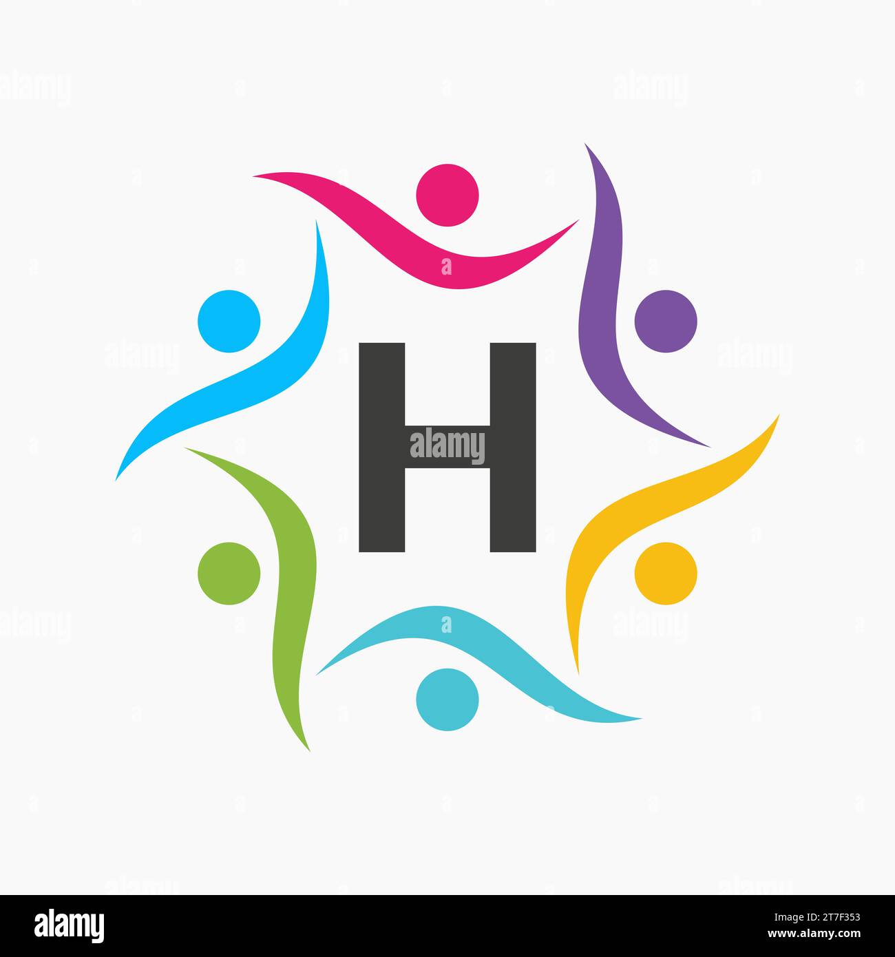 Unity Logo On Letter H Template. Charity Sign, Communication, Team ...
