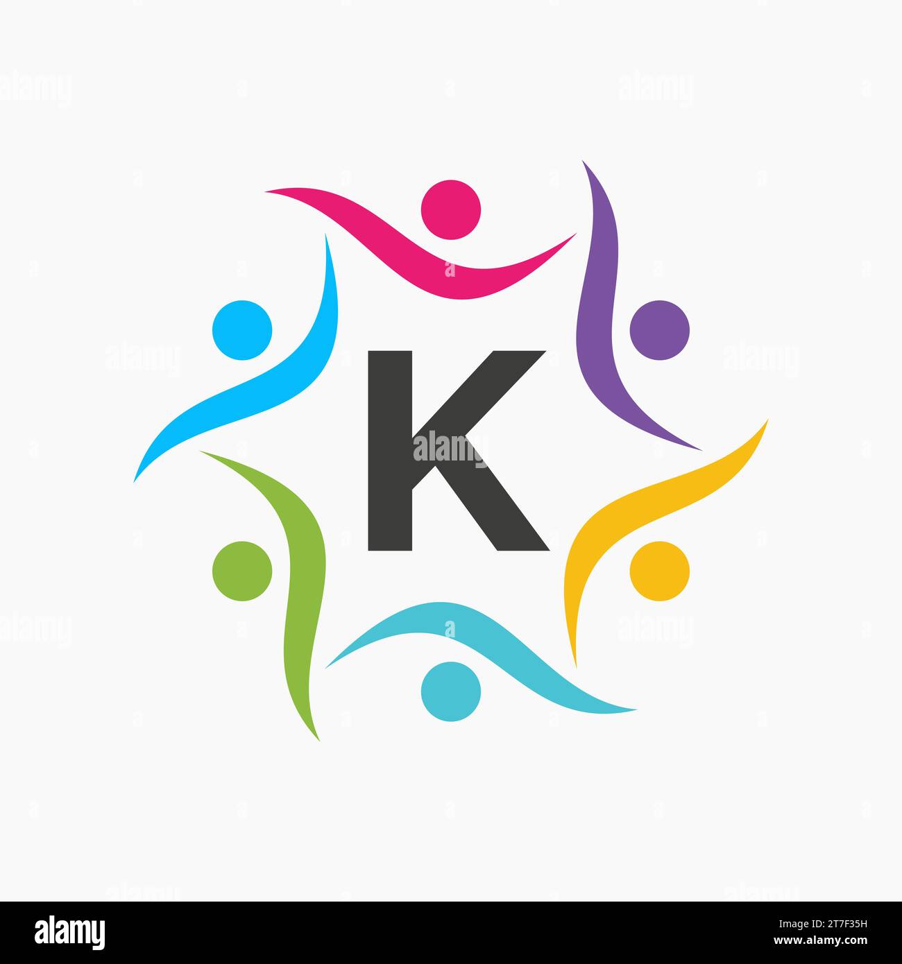 Unity Logo On Letter K Template. Charity Sign, Communication, Team ...