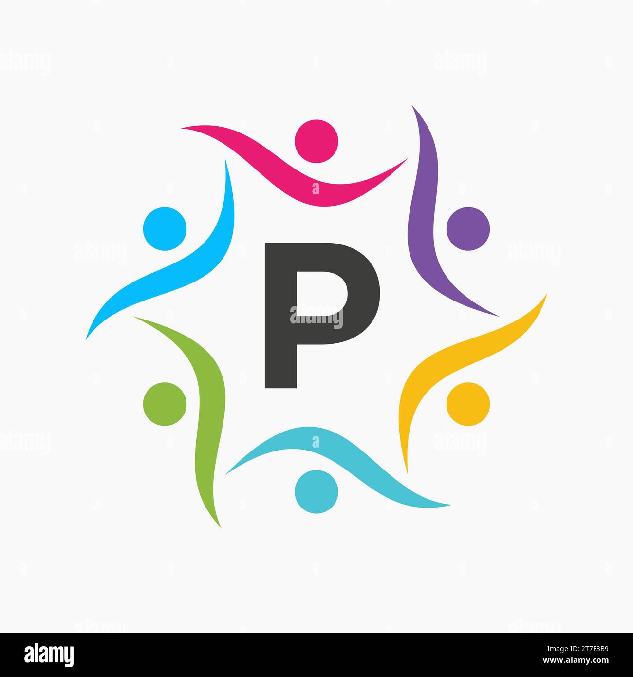 Unity Logo On Letter P Template. Charity Sign, Communication, Team ...