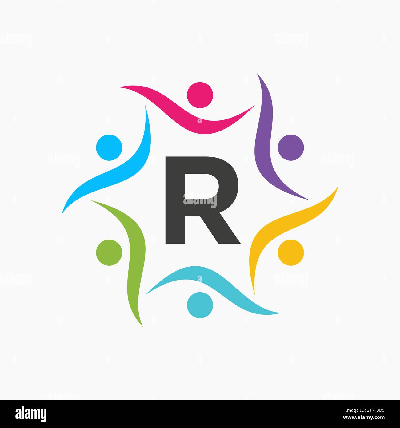 Unity Logo On Letter R Template. Charity Sign, Communication, Team ...