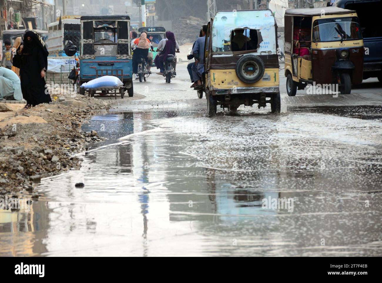 Inundated road by overflowing sewerage water, creating problems for ...