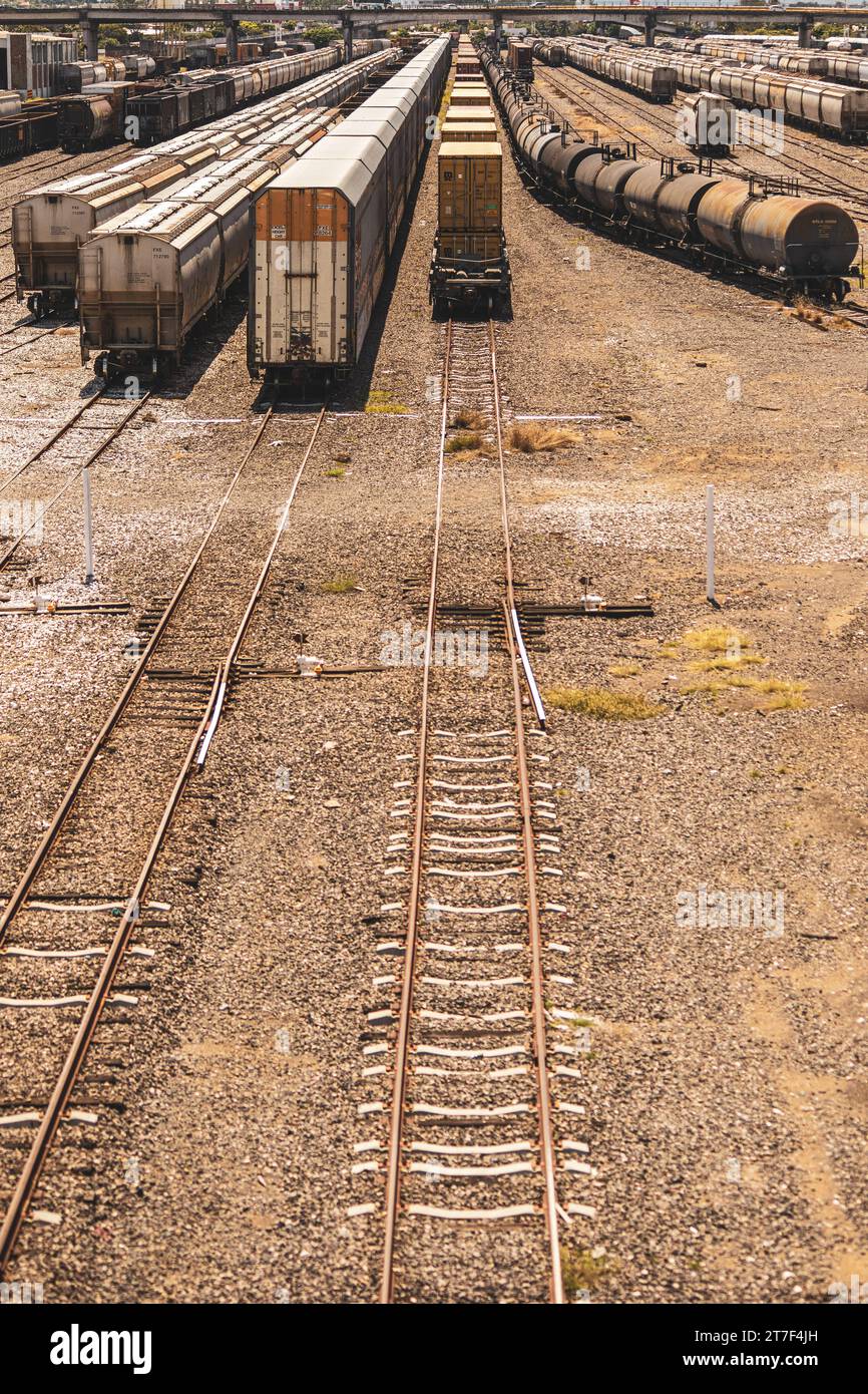 rail yard, Veracruz, Mexico, train carrying goods from the golf of ...