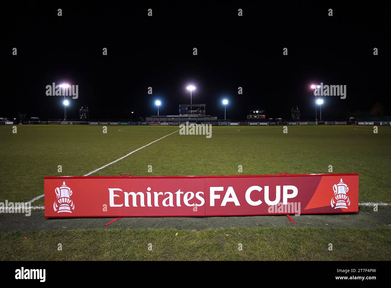 Emirates FA Cup signage at The Artic Stadium, London. Picture date ...
