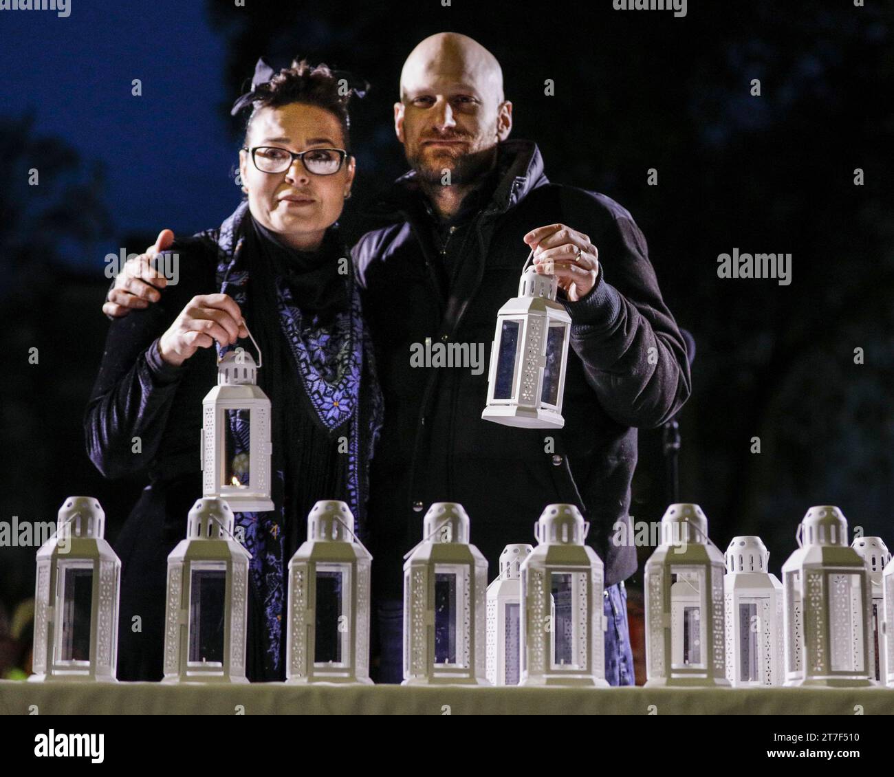 London, UK 15th Nov 2023. Speakers light their candles together. The ...