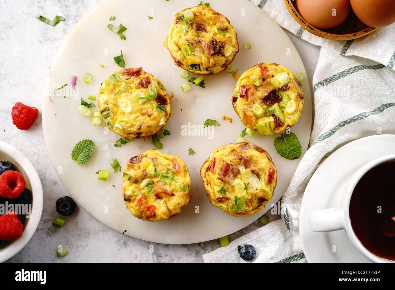 Breakfast egg muffin bites | healthy baking, selective focus Stock ...
