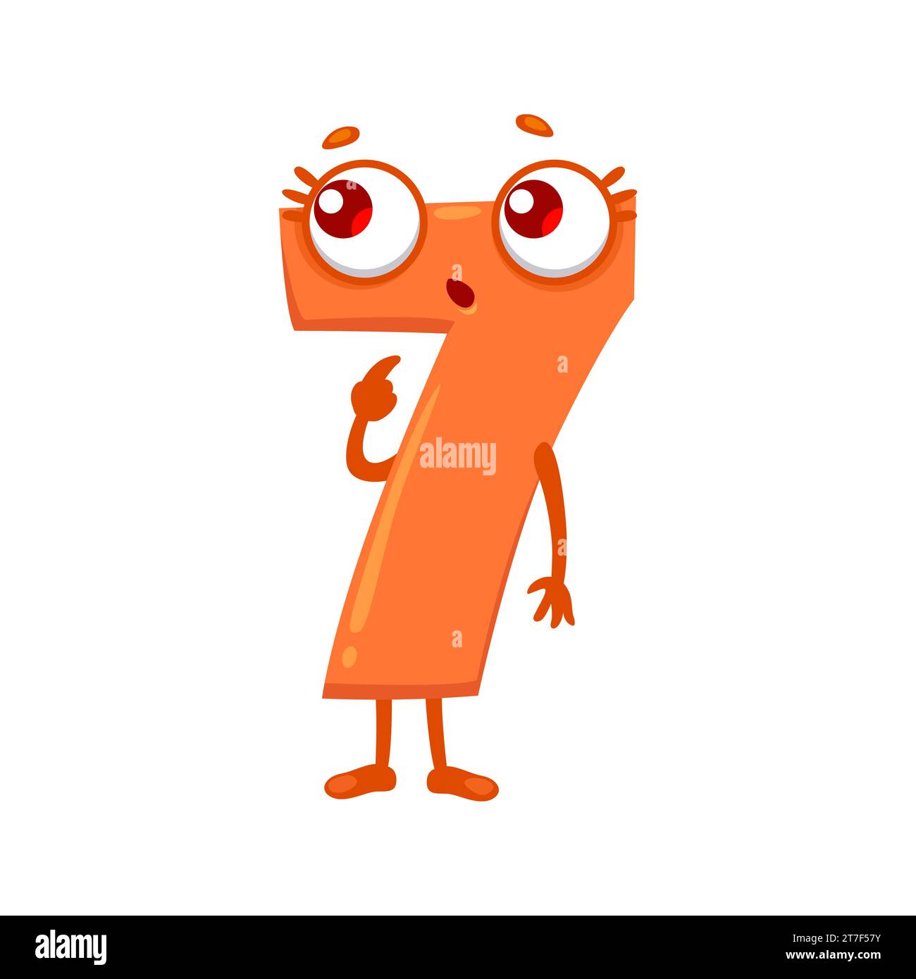Cartoon funny math number seven character. Cute arithmetic numeric ...
