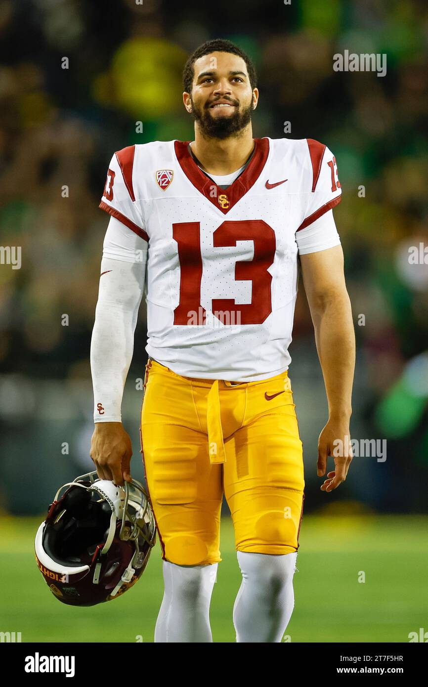 USC Trojans quarterback Caleb Williams (13) smiles during a college ...
