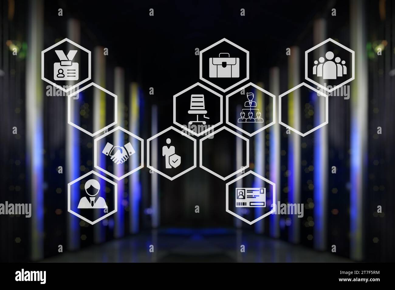 Concept big data processing center, cloud database, server energy station future. Data ...