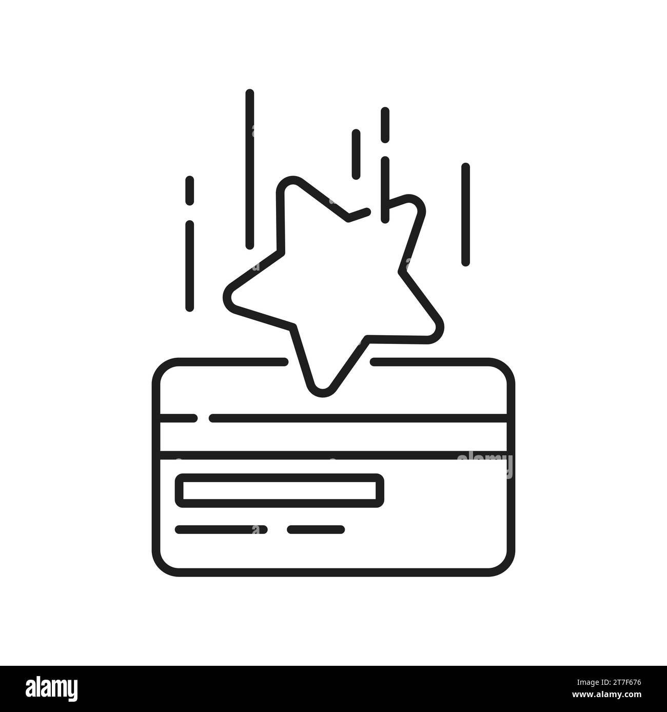 Credit card payment bonus, favorite star sign isolated outline icon ...