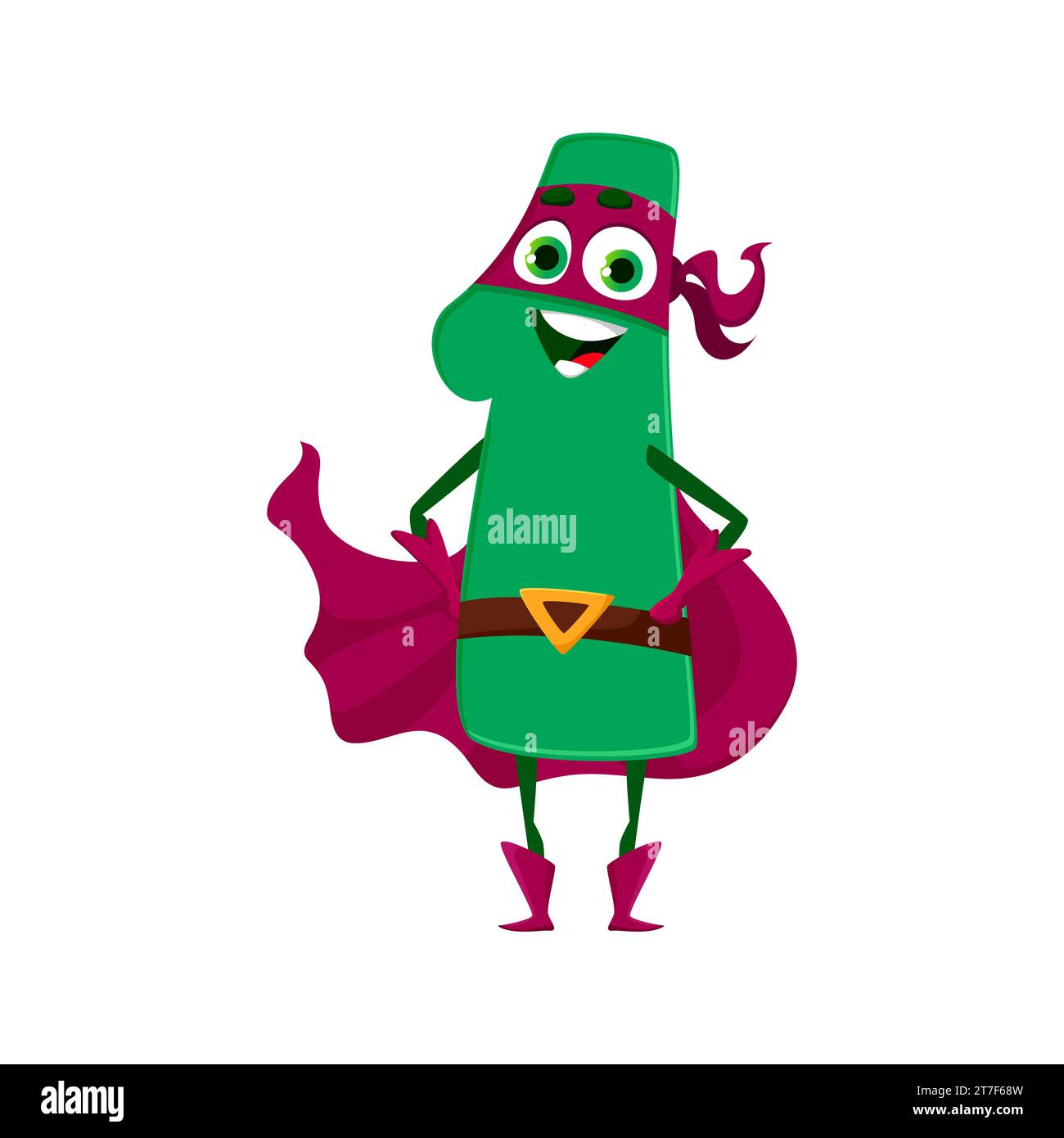 Cartoon math number one superhero character. Isolated vector playful ...