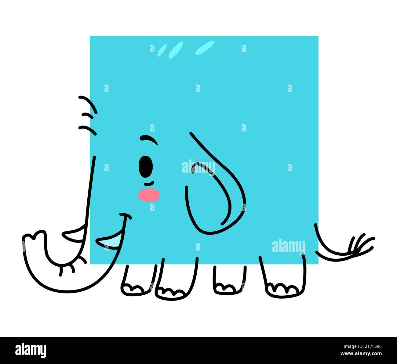 Cartoon elephant animal character in math shape, geometry education ...