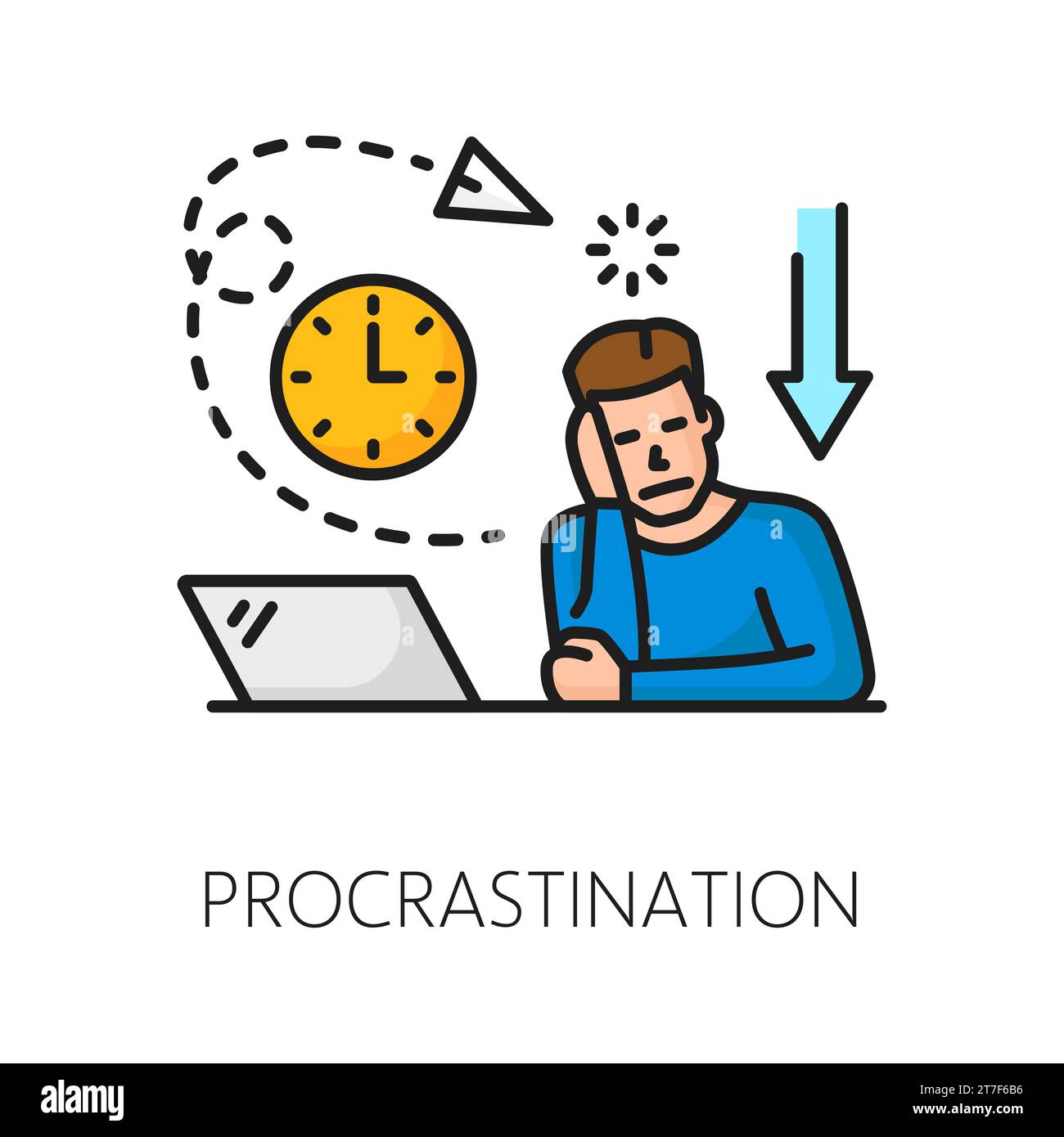 Procrastination psychological disorder problem, mental health icon ...