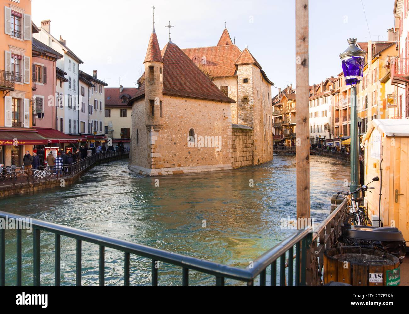 Annecy. FRANCE. View of the river Thiou flowing through the city of ...
