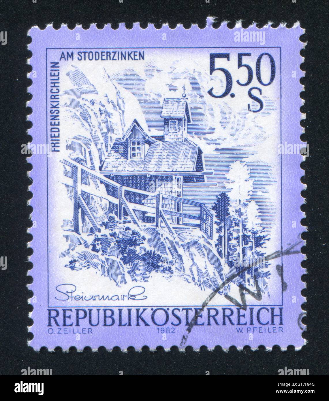 AUSTRIA - CIRCA 1982: stamp printed by Austria, shows Peace Chapel in ...
