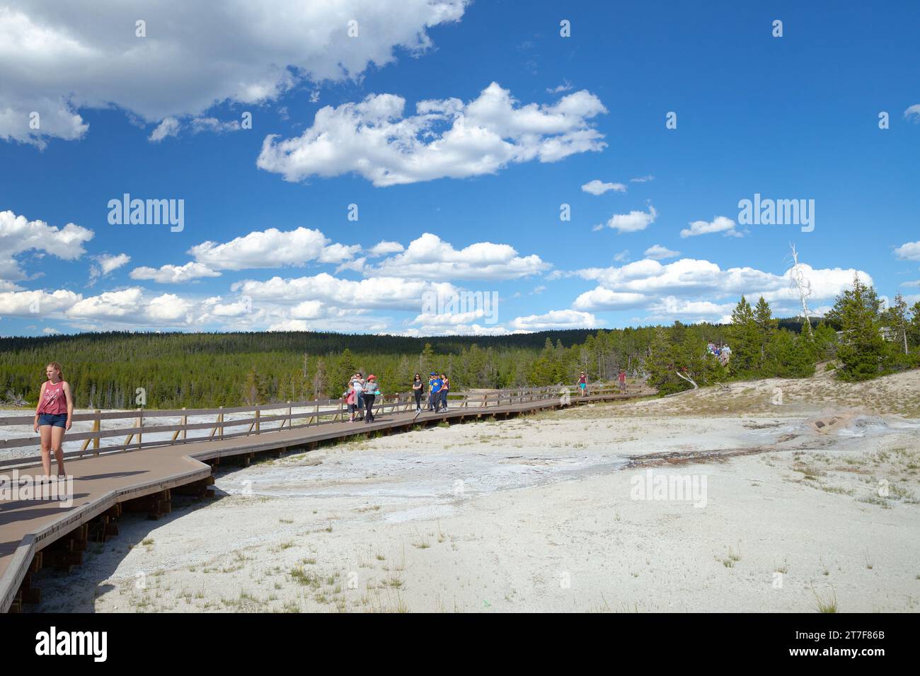 Yellowstone, America–June 12,2016:tourists visiting hot-spring on ...