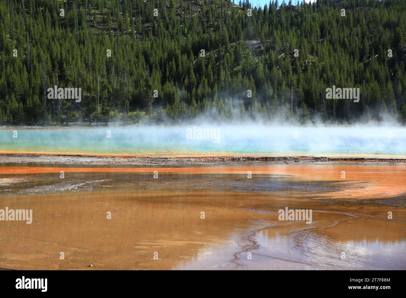 Eye level view of Grand Prismatic Spring in Yellowstone National Park ...