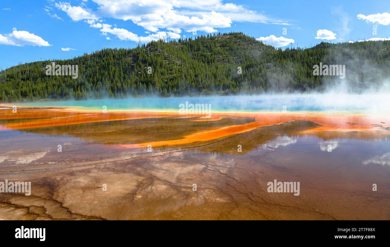 Eye level view of Grand Prismatic Spring in Yellowstone National Park ...