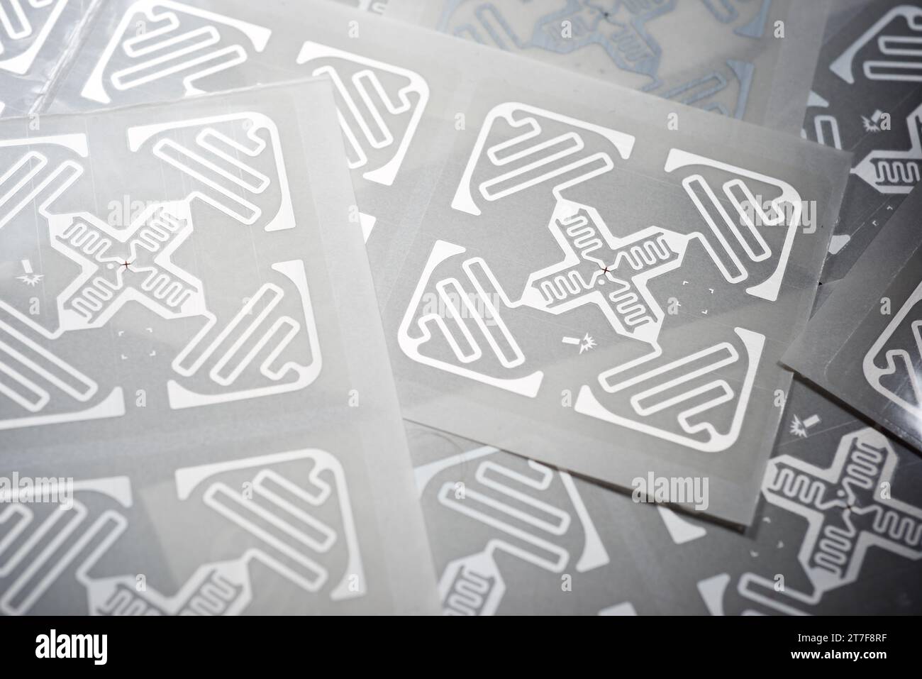 Close-up of rfid tags used as a remote data storage and retrieval ...