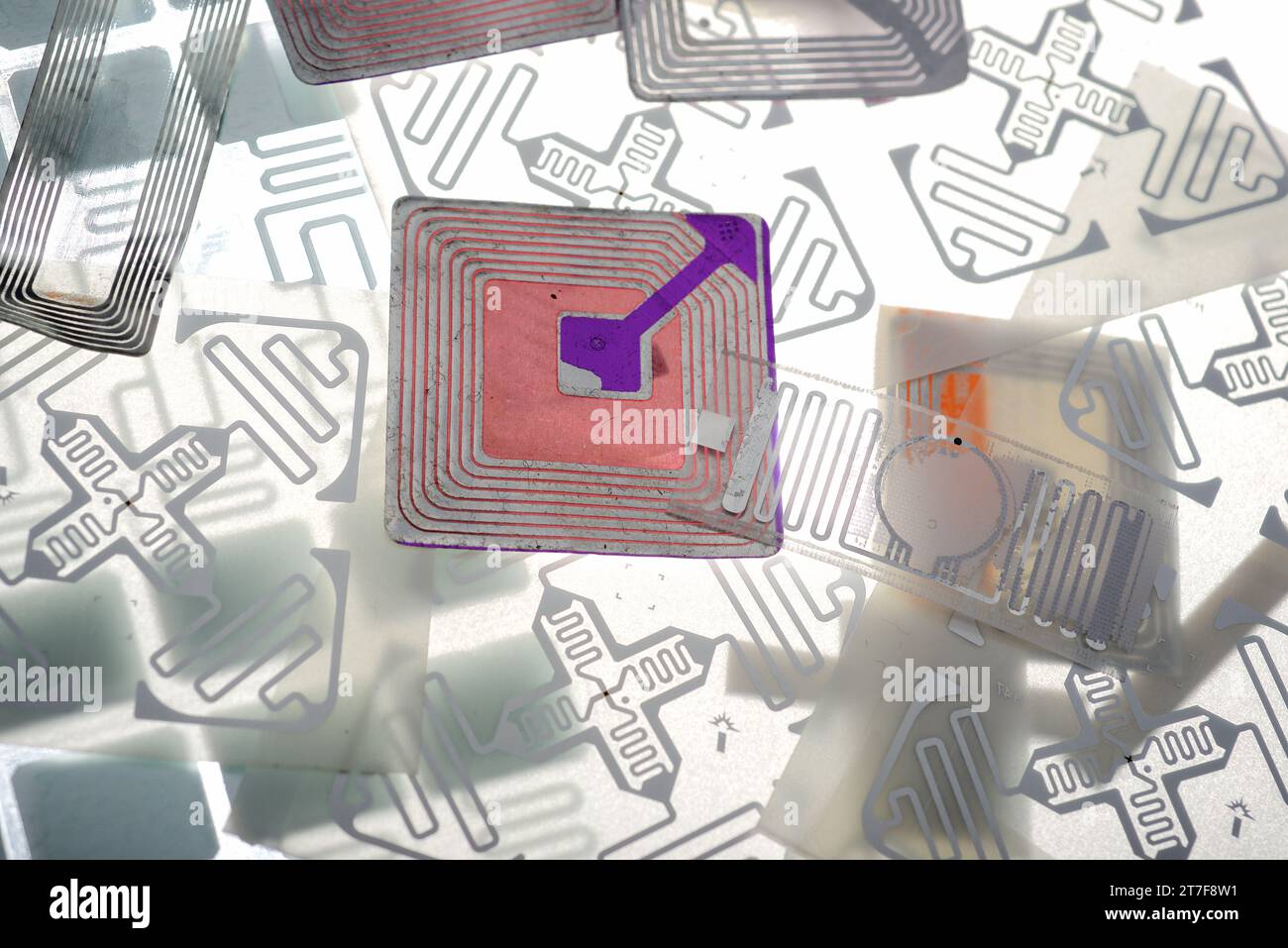 Close-up of rfid tags used as a remote data storage and retrieval ...