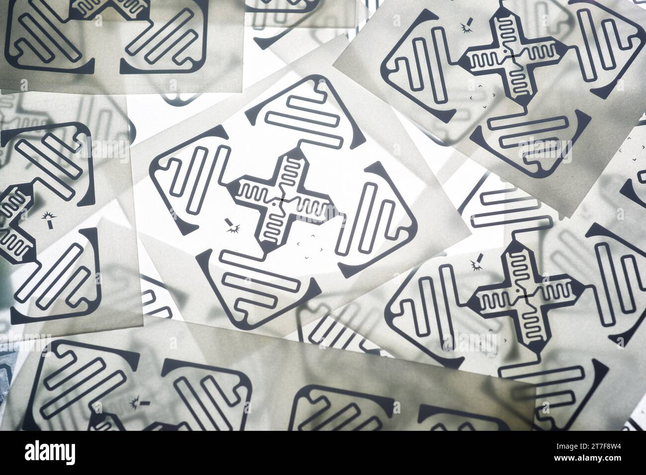 Close-up of rfid tags used as a remote data storage and retrieval ...