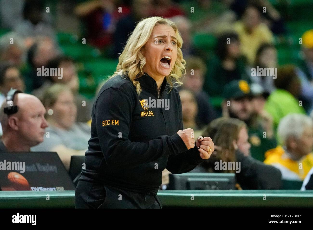 Baylor head coach Nicki Collen reacts during the first half of an NCAA ...