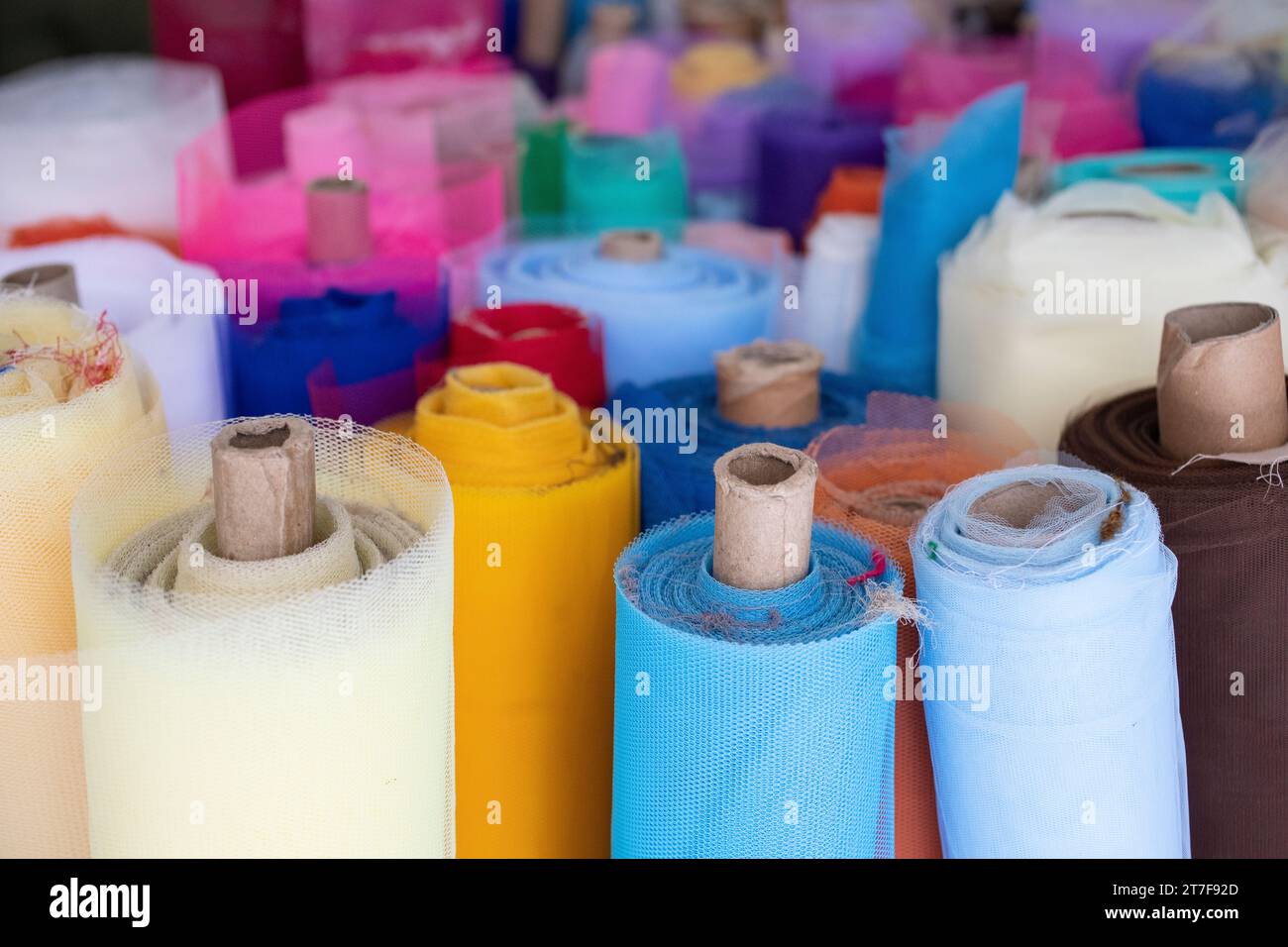 coloured fabric rolls Stock Photo - Alamy