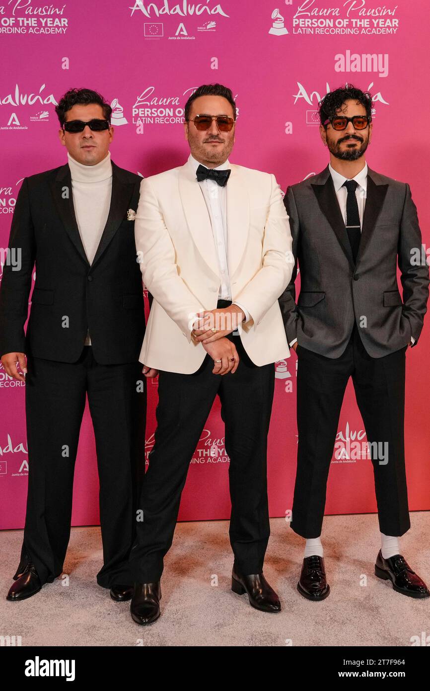 Julio Ramirez, from left, Jesus Navarro and Bibi Marin of Reik arrive ...