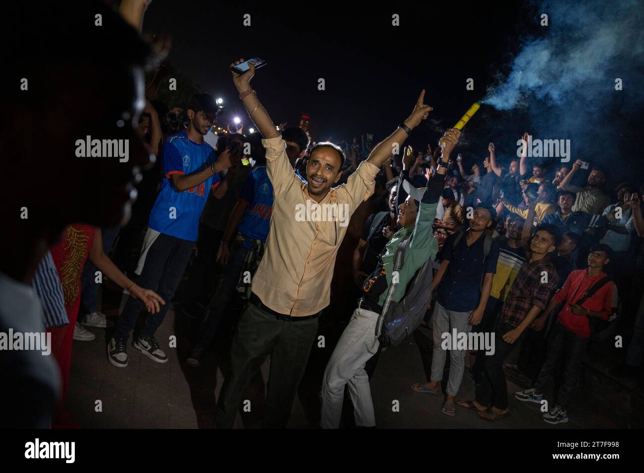 Indian cricket fans dances outside the Wankhade Stadium as they ...