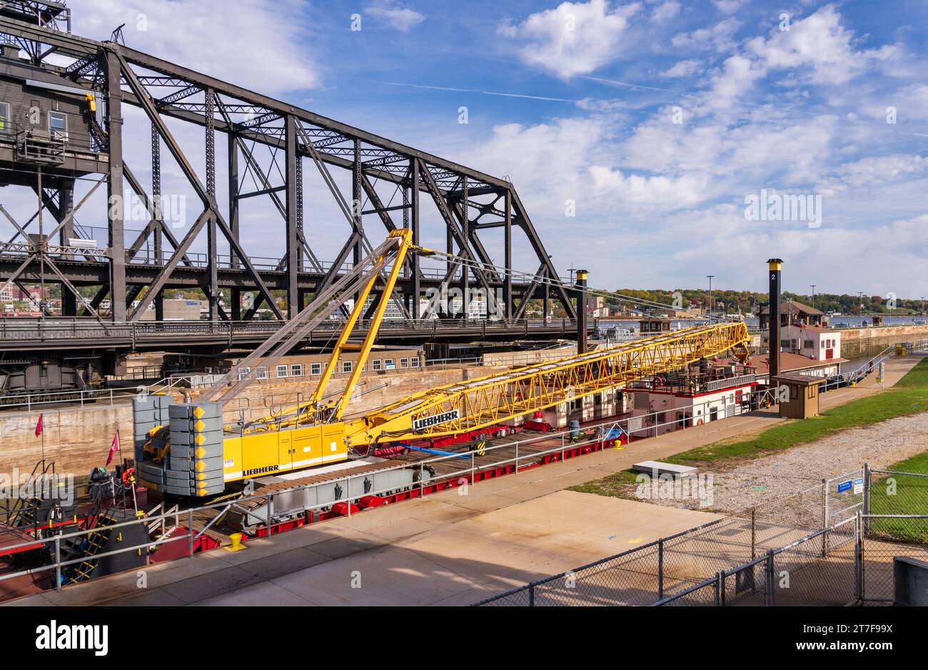 Davenport, IA - 18 October 2023: Army Corps of Engineers barge and ...
