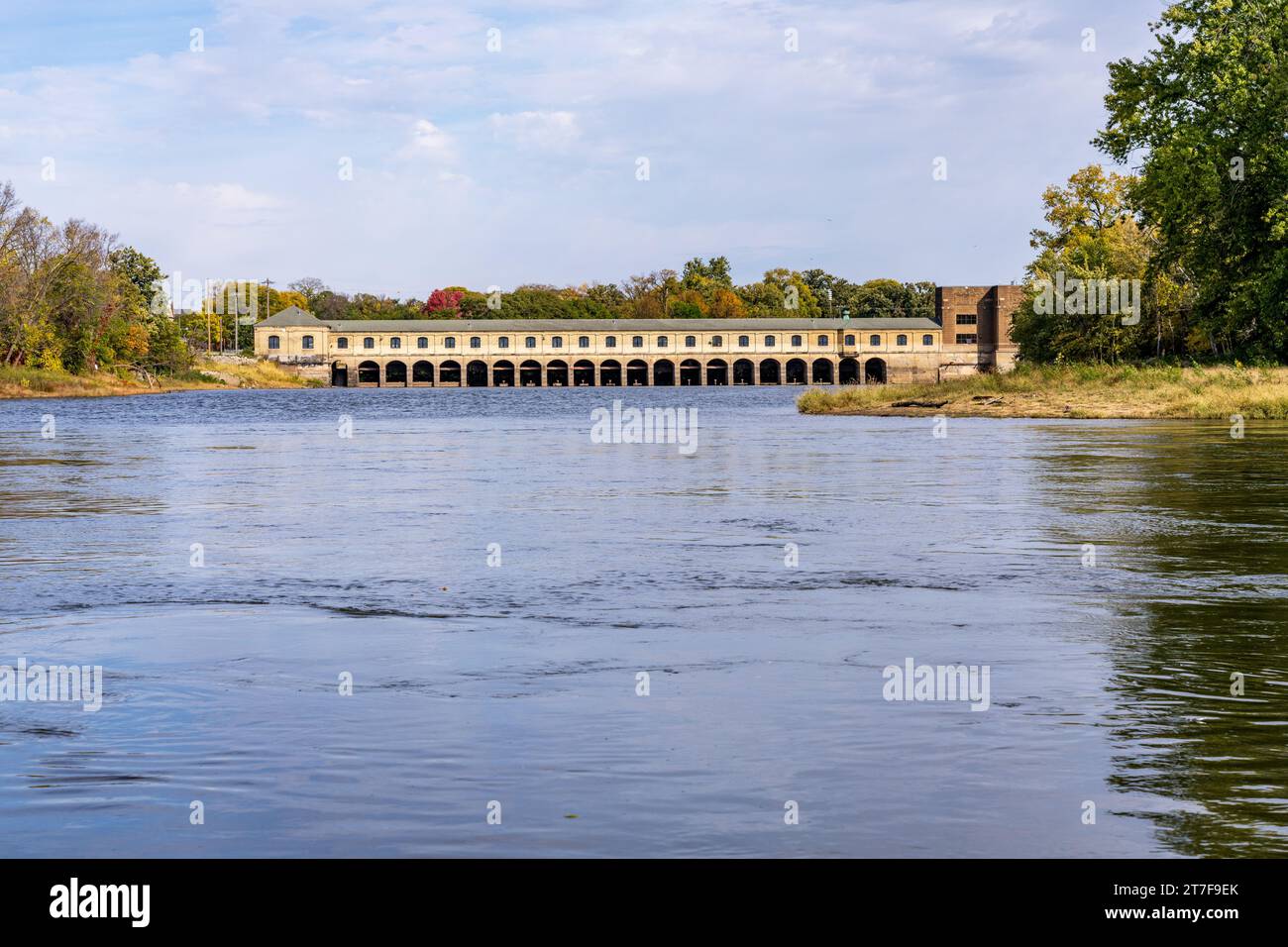 Dam across River Mississippi with to Rock Island from Sylvan Island in ...