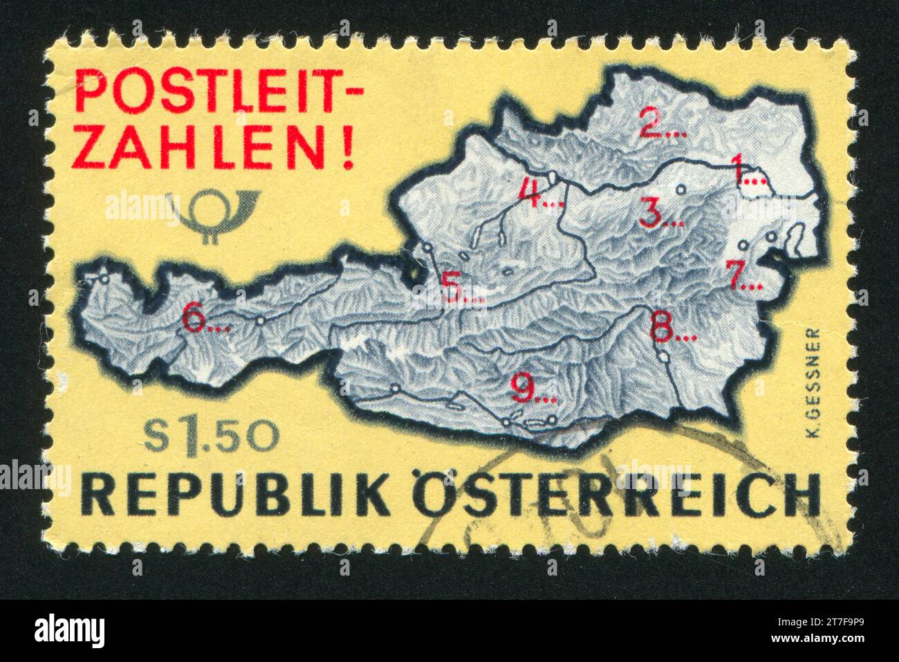 AUSTRIA - CIRCA 1966: stamp printed by Austria, shows Map of Austria ...