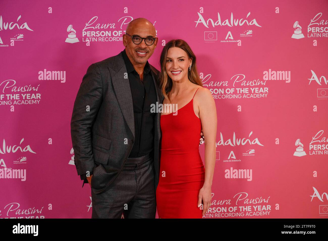 Harvey Mason, left, and Britt Mason arrive at the Latin Recording ...