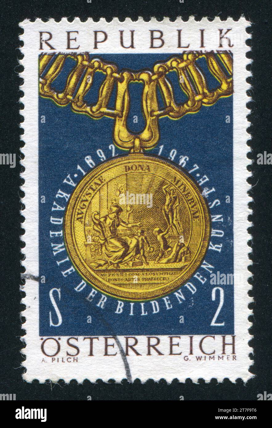 AUSTRIA - CIRCA 1967: stamp printed by Austria, shows Medal with ...