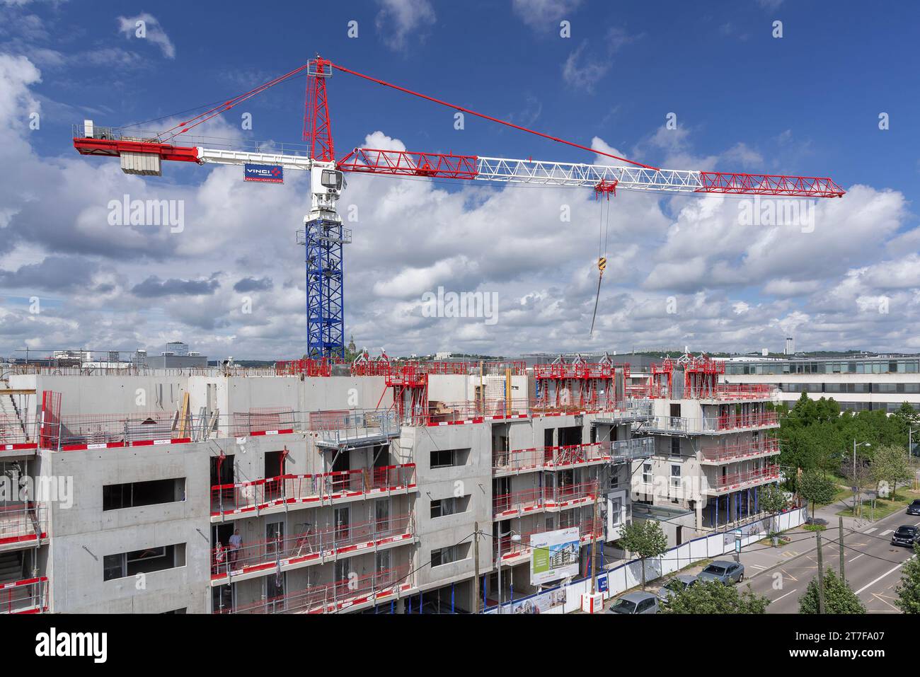 Nancy, France - Red white and blue tower crane Liebherr 280 EC-H 12 ...