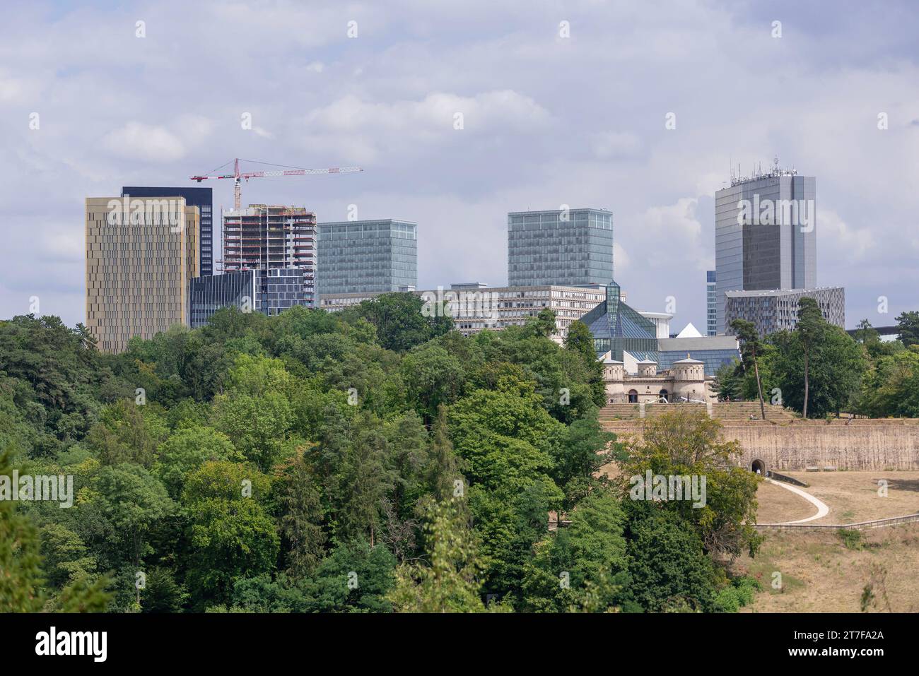 Luxembourg City, Luxembourg - View of the Kirchberg district with many ...