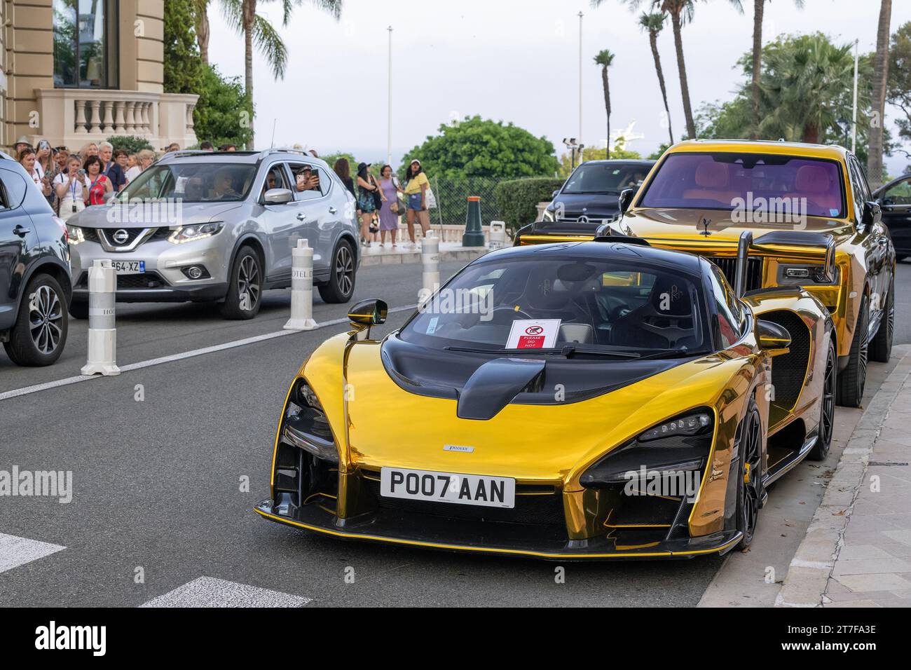 Monte Carlo, Monaco - Gold McLaren Senna parked on Casino Square Stock ...