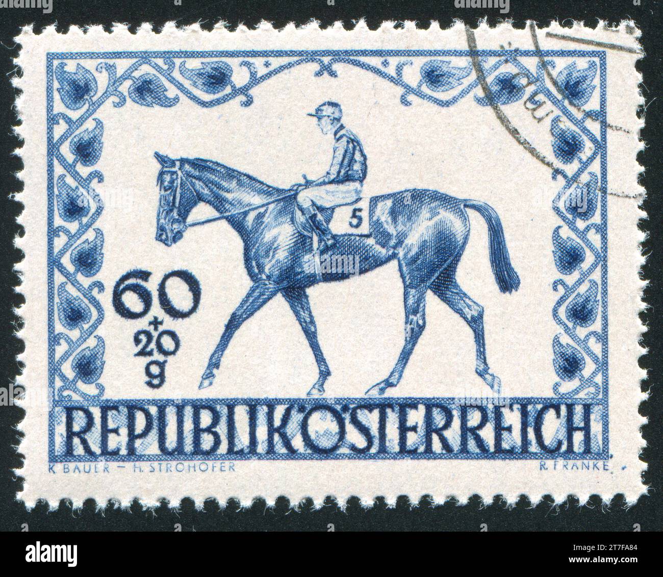 AUSTRIA - CIRCA 1947: stamp printed by Austria, shows Race horse and ...