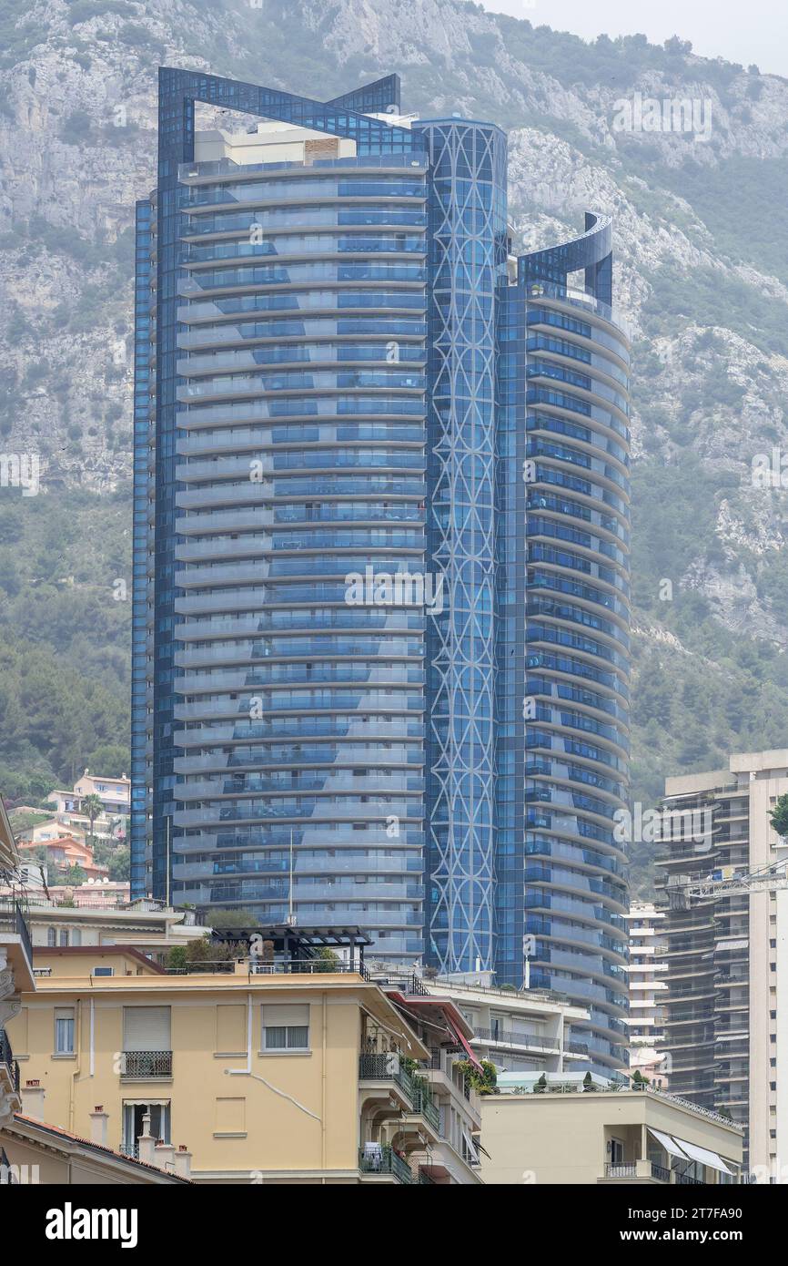 Monte Carlo, Monaco - June 6th 2022 : Focus on the Odéon Tower, modern ...