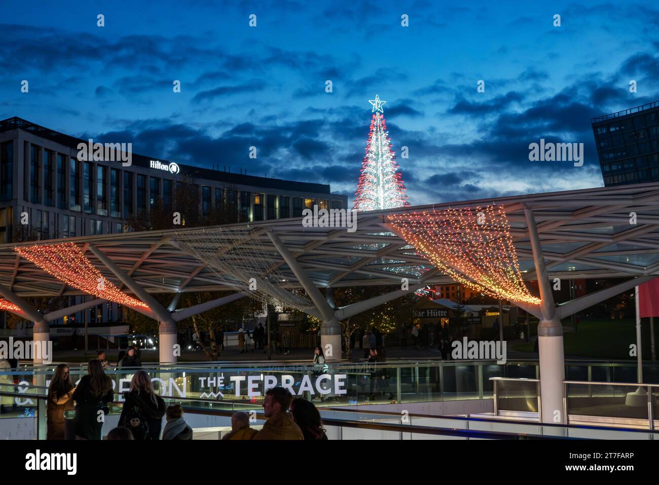 Christmas tree in Chavasse Park 2023 in Liverpool ONE Stock Photo - Alamy