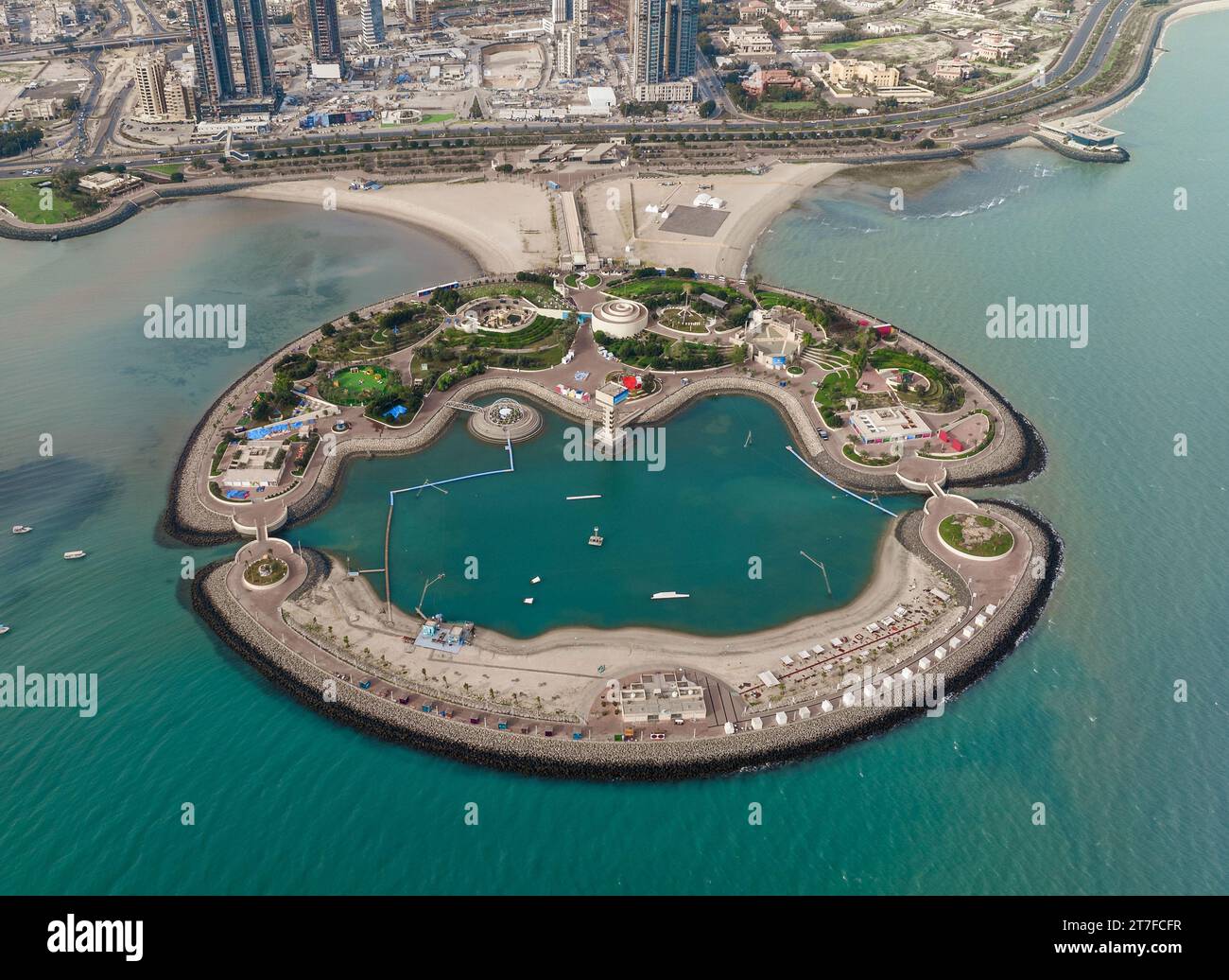 A stunning aerial view of Green island in Kuwait City along the beach Stock Photo - Alamy