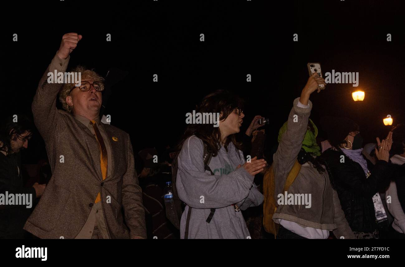 Atlanta, USA. 13th Nov, 2023. Sam Beard (left), a ‘Block Cop City ...