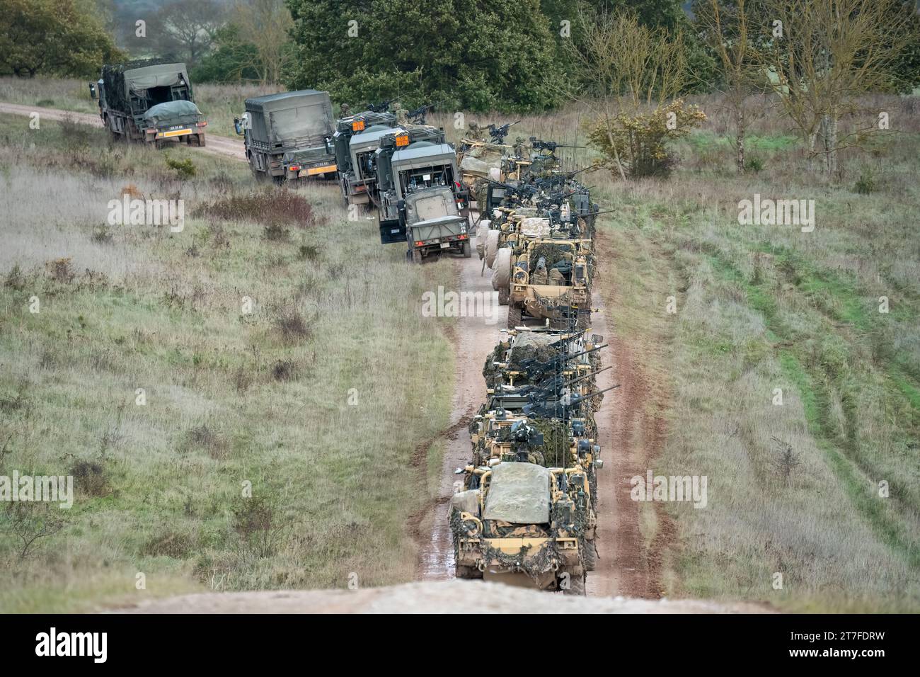 a convoy of British army Supacat Jackal and Coyote rapid assault, fire ...