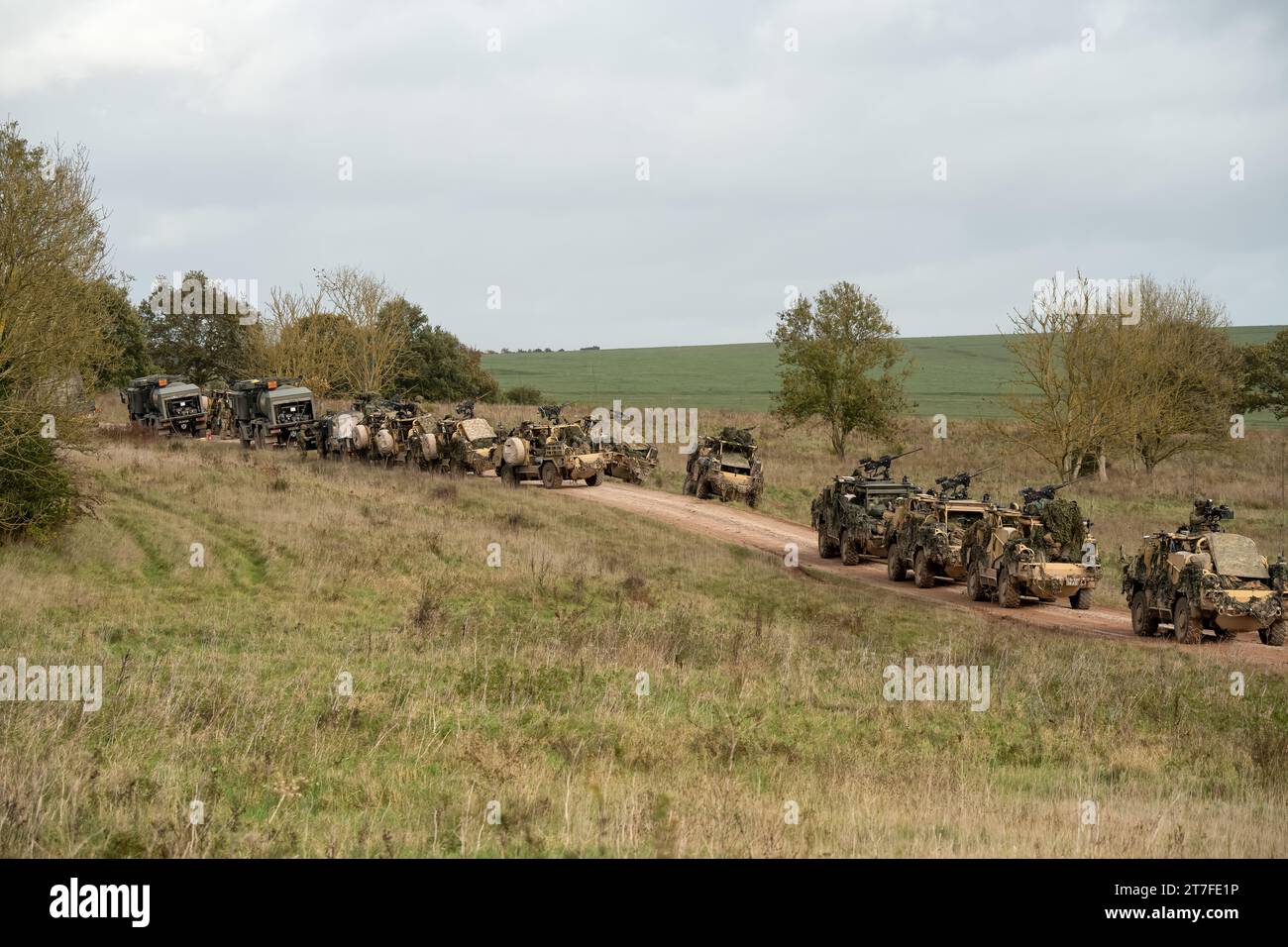 a convoy of British army Supacat Jackal and Coyote rapid assault, fire ...