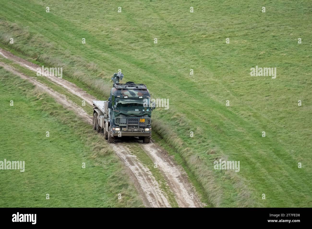 a Dutch (Netherlands) army Scania utility truck in action on a military ...